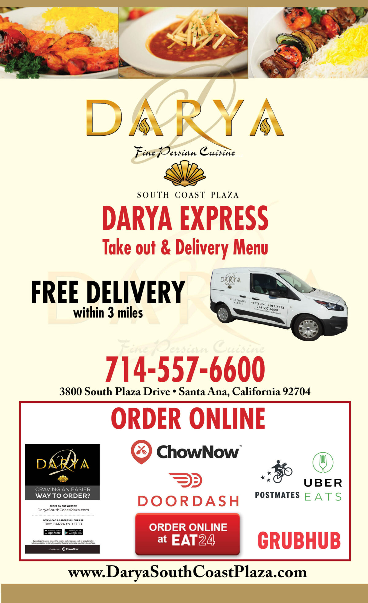 Take Out & Delivery - Darya